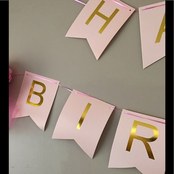 Party Supplies | Happy Birthday Sign Pink Gold | Poshmark